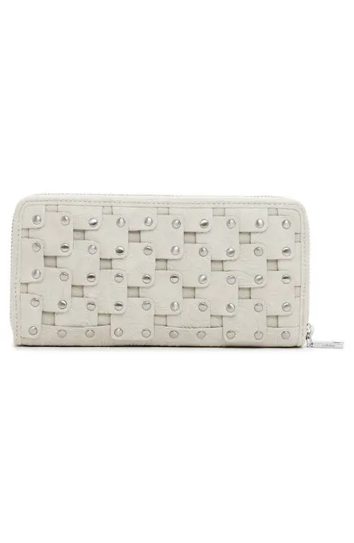 Desigual Embossed Faux Leather Long Wallet - Light Gray