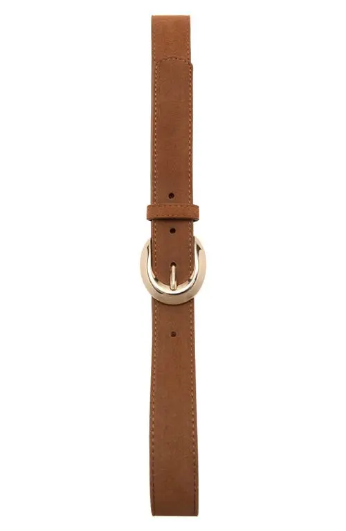 Mango Oval Buckle Suede Belt - Brown