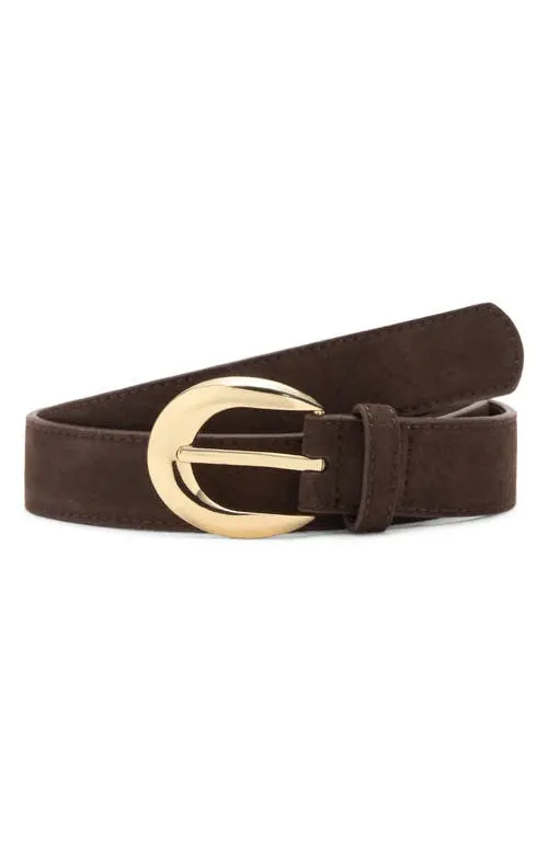 Mango Oval Buckle Suede Belt - Chocolate
