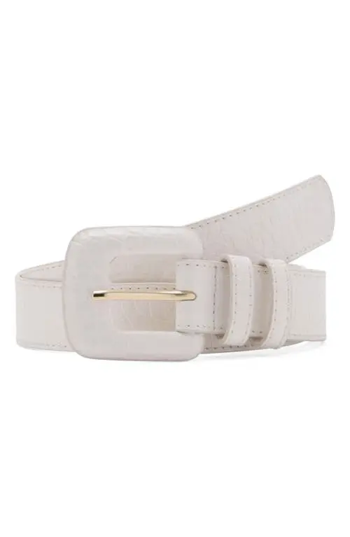 Mango Crocodile Print Faux Leather Belt - Ecru