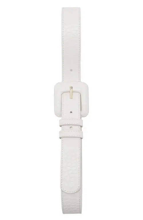 Mango Crocodile Print Faux Leather Belt - Ecru