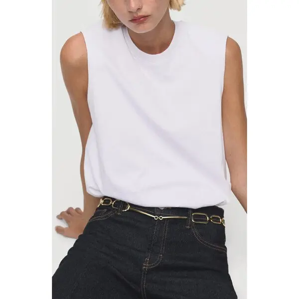 Mango Cotton Bubble Hem Crop Top - Off White