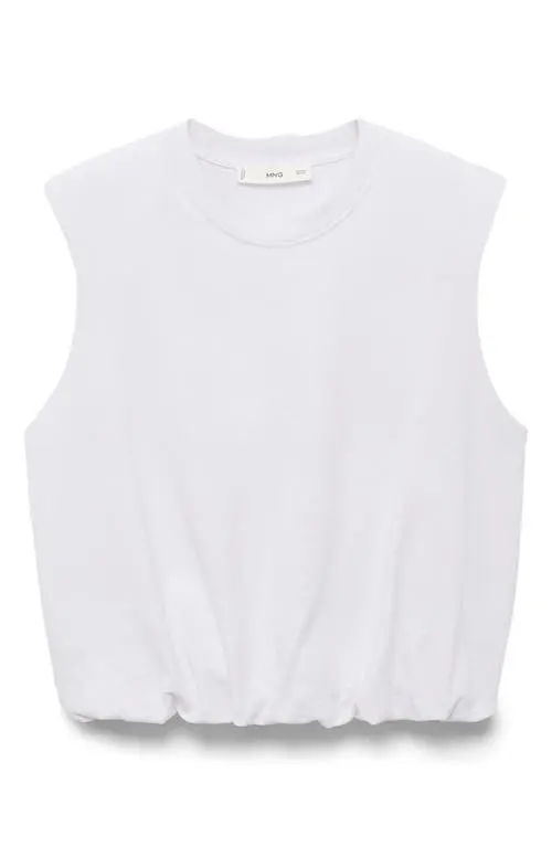 Mango Cotton Bubble Hem Crop Top - Off White