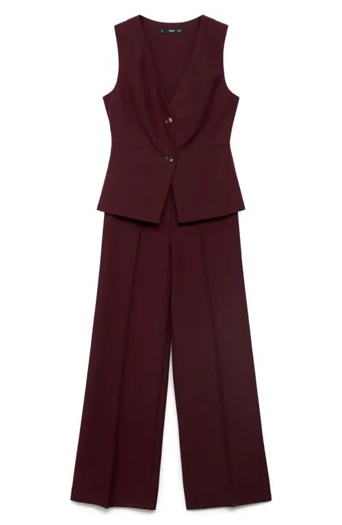 Mango Sleeveless Wide-leg Jumpsuit - Burgundy