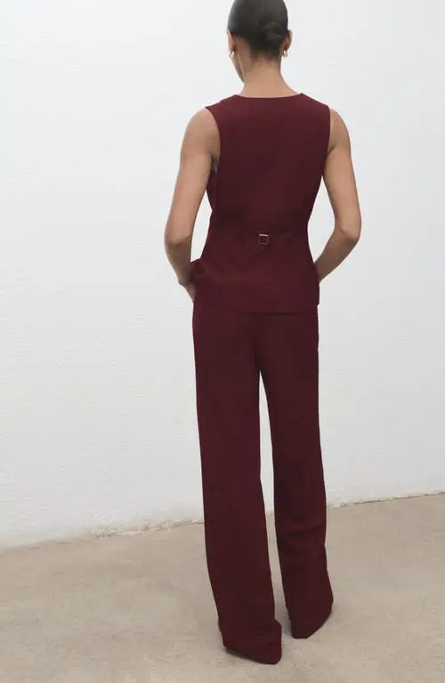 Mango Sleeveless Wide-leg Jumpsuit - Burgundy