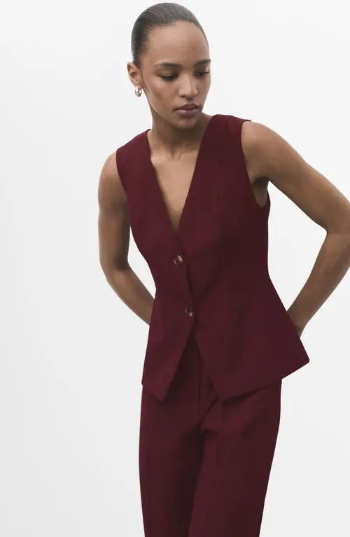Mango Sleeveless Wide-leg Jumpsuit - Burgundy