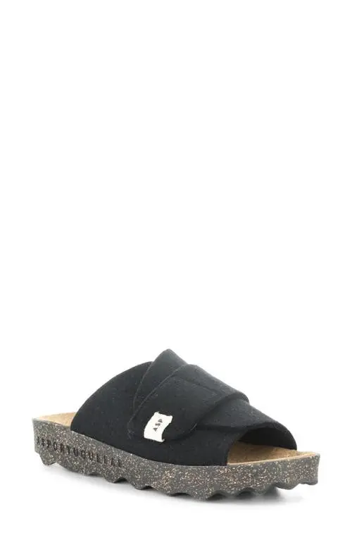 Fly London Clavi Wool Felt Slide Sandal - 001 Black Rewooly