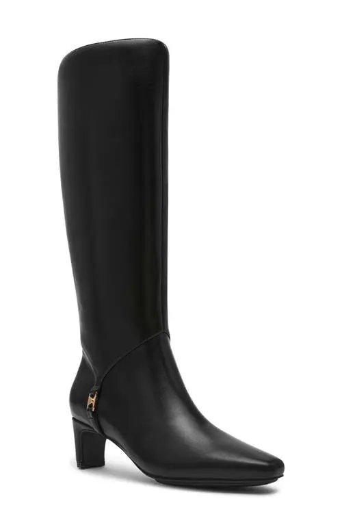 Anne Klein Knee High Boots - Black Smooth
