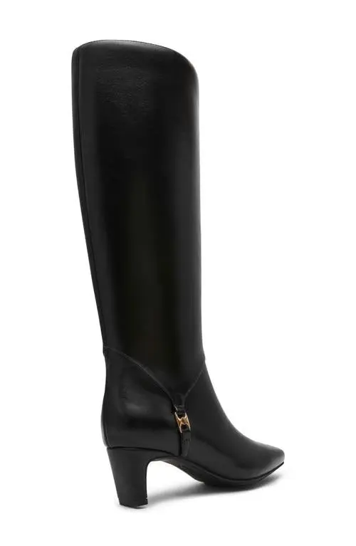 Anne Klein Knee High Boots - Black Smooth
