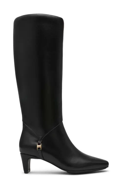 Anne Klein Knee High Boots - Black Smooth