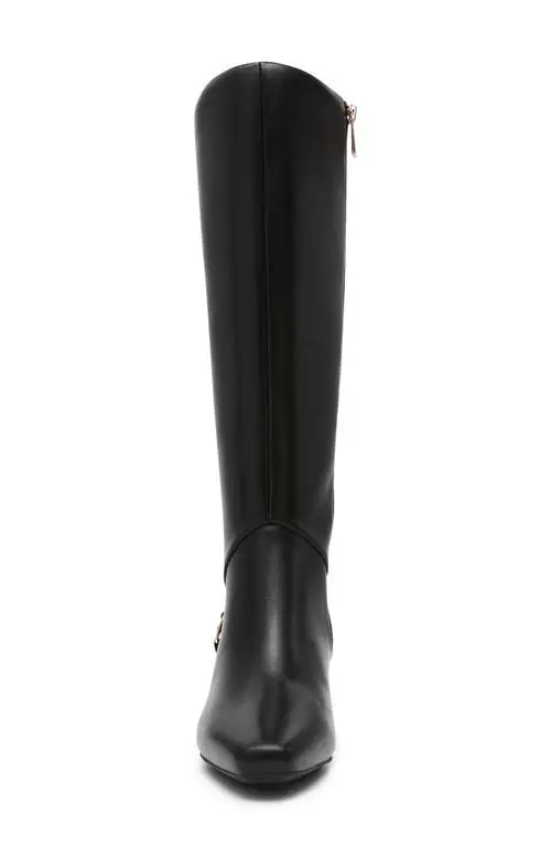 Anne Klein Knee High Boots - Black Smooth
