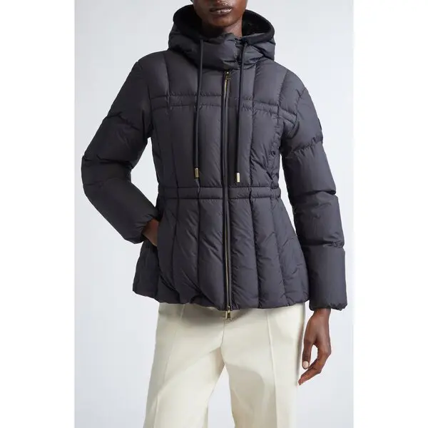 Moncler Estom Vertical Quilted Hooded Down Jacket - Black