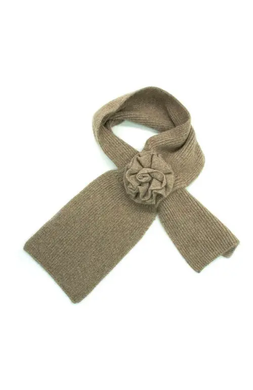 Portolano Cashmere Loop Scarf With Flower - Nile Brown