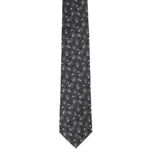 Trafalgar Venom Spider Web Motif Novelty Silk Necktie - Black