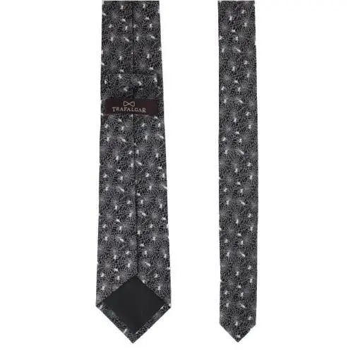 Trafalgar Venom Spider Web Motif Novelty Silk Necktie - Black