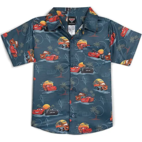 Disney Short Sleeve Button Down Shirt - Cars Blue