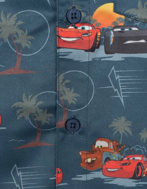 Disney Short Sleeve Button Down Shirt - Cars Blue