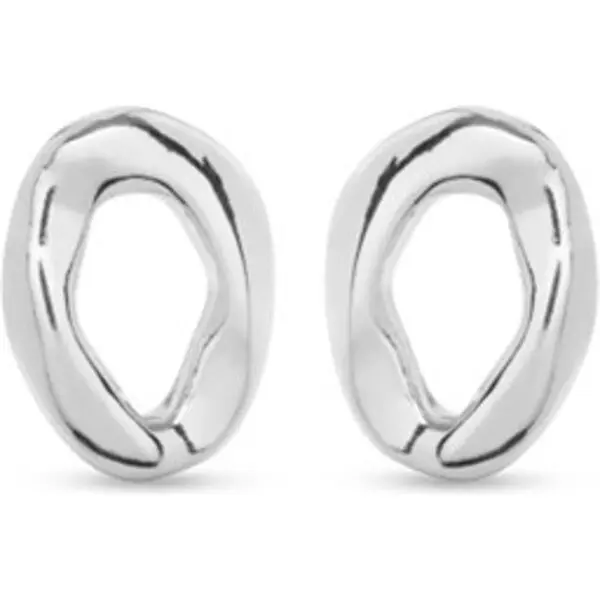 UNODE50 Sculpted Link Hoop Earrings - Silver