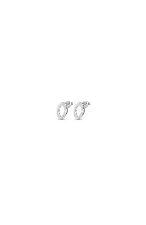 UNODE50 Sculpted Link Hoop Earrings - Silver
