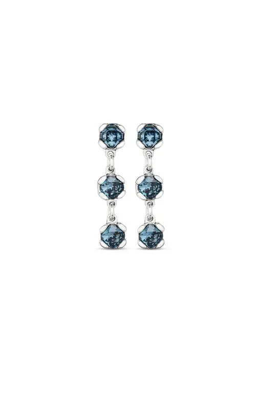 UNODE50 Crystal Drop Stud Earrings - Silver
