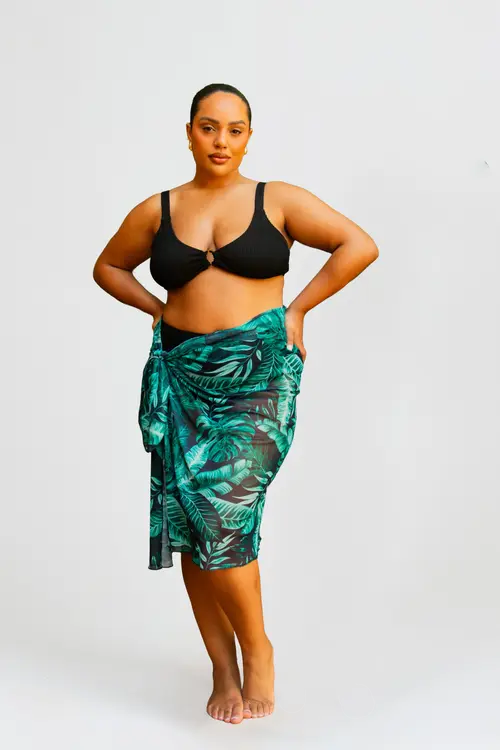 FASHION-SZN CURVE Curve Print Beach Sarong - Green