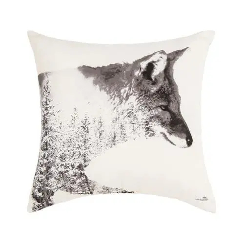 C&F HOME Fox Forest Indoor/outdoor Grayscale Accent Throw Pillow 18" X 18 - Beige