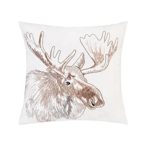 C&F HOME Moose Portrait Indoor/outdoor Embroidered Accent Throw Pillow 18" X 18 - Brown