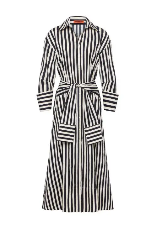 SIMONMILLER Inna Poplin Maxi Dress - Black/white Stripe