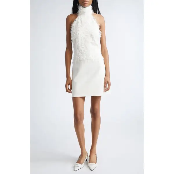 COURREGES Feather Thread Halter Minidress