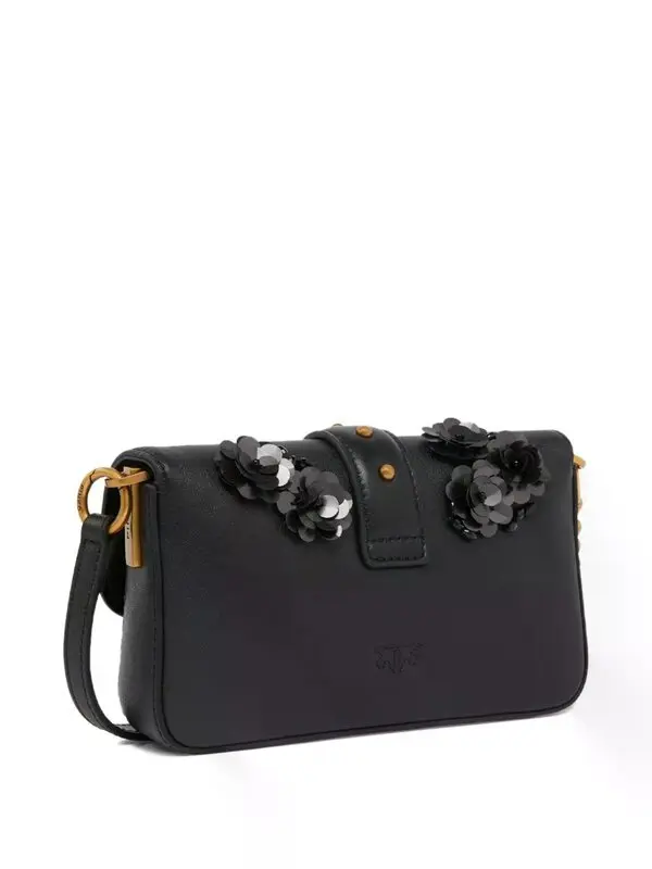 Pinko Flower-embellished Leather Love Bag
