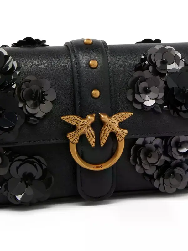Pinko Flower-embellished Leather Love Bag