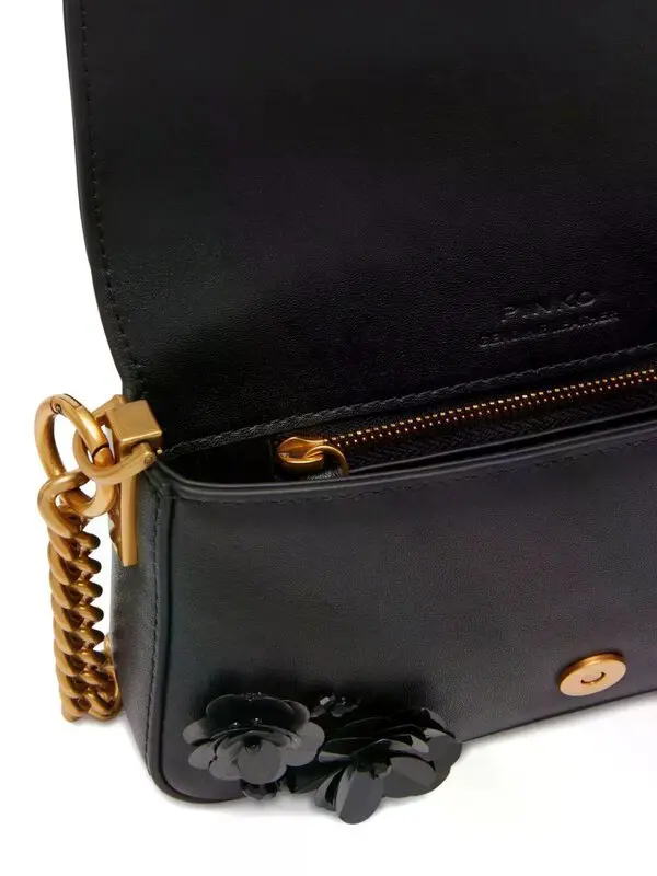 Pinko Flower-embellished Leather Love Bag
