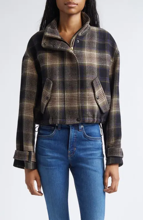 Veronica Beard Plaid Wool-blend Jacket - Black/taupe Multi