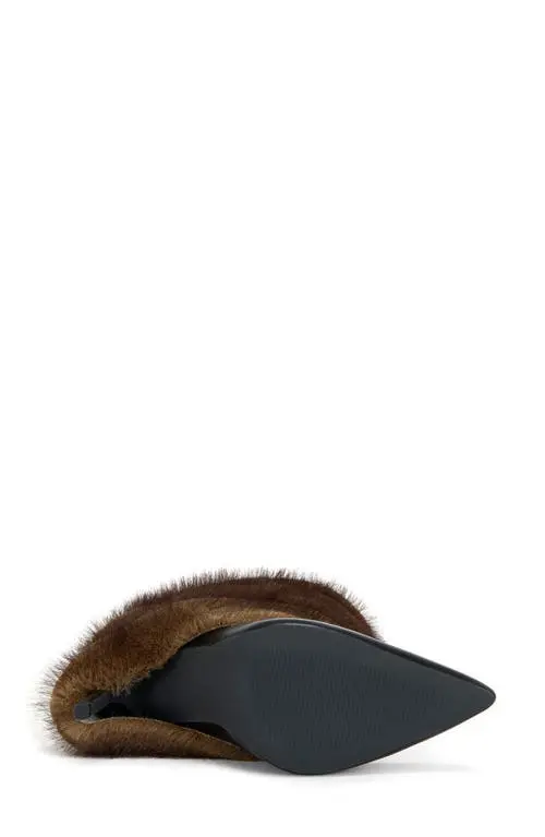 AZALEA WANG Faux Fur Pointed Toe Booties