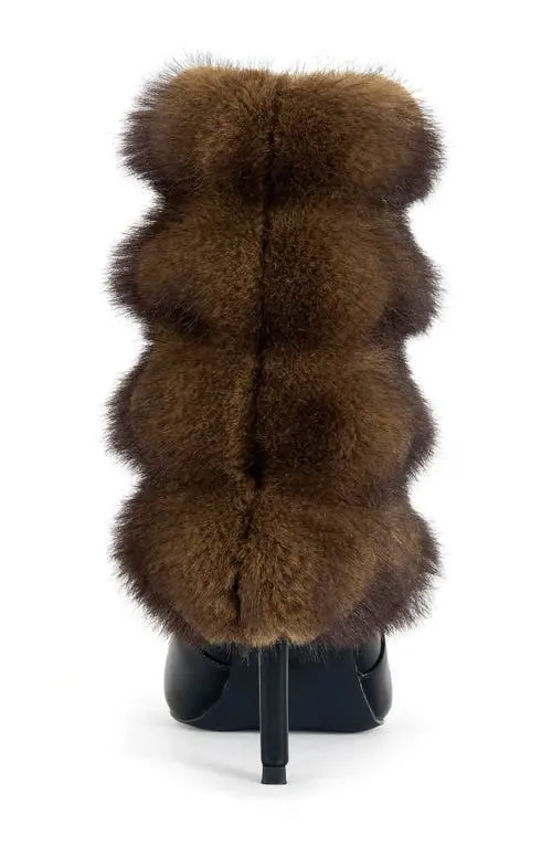 AZALEA WANG Faux Fur Pointed Toe Booties