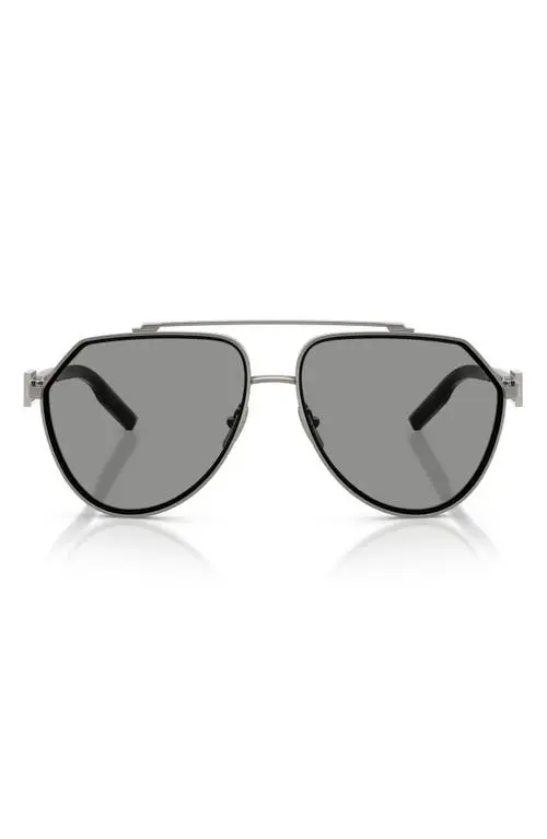 Dolce & Gabbana Oversized Pilot Sunglasses - Gunmetal/grey