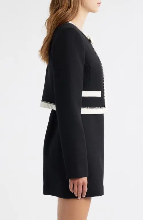 LoveShackFancy Ralphette Crystal Trim Cropped Jacket - Black