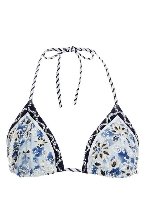 Agua Bendita Lolita Batik Triangle Bikini Top - Blue