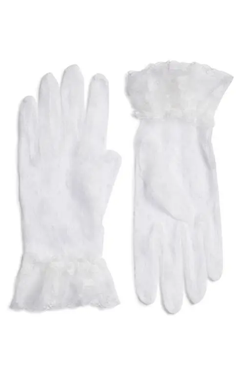HIGH HEEL JUNGLE Emily Floral Lace Gloves - White