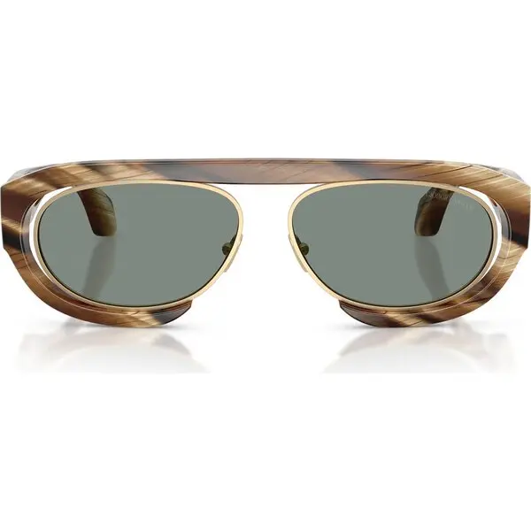 Giorgio Armani 57mm Oval Sunglasses - Horn Brown/grey