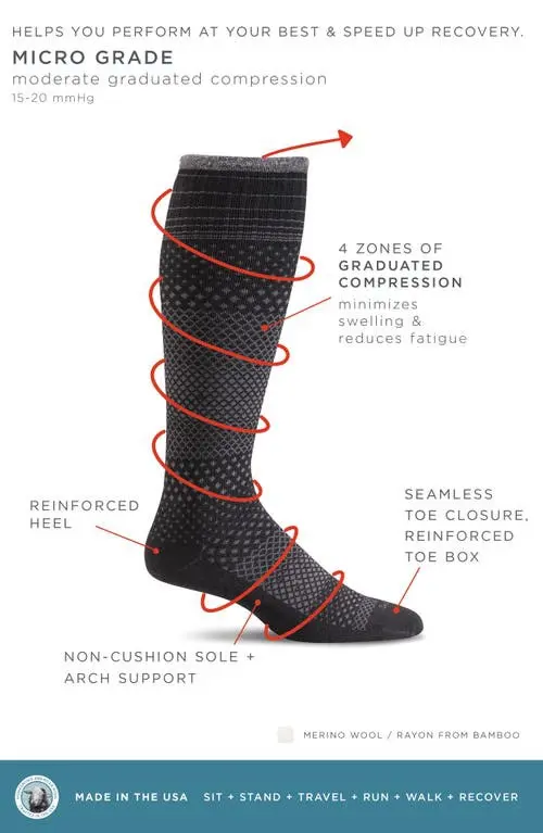 SOCKWELL Diamond Pattern Knee High Compression Socks - Black