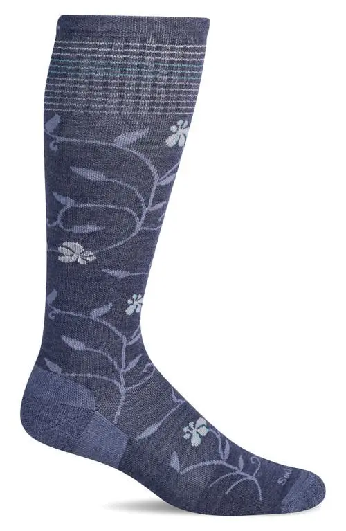 SOCKWELL Full Sun Wide Calf Compression Socks - Denim