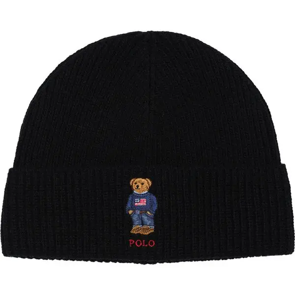 Ralph Lauren Flag Bear Beanie - Polo Black