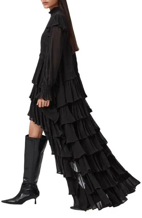 ALLSAINTS Cavalry Ruffle Maxi Dress - Black