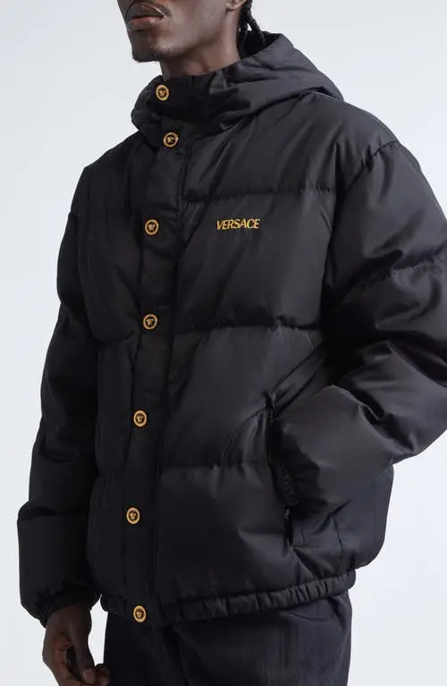 Versace Medusa Logo Embroidered Down Puffer Jacket