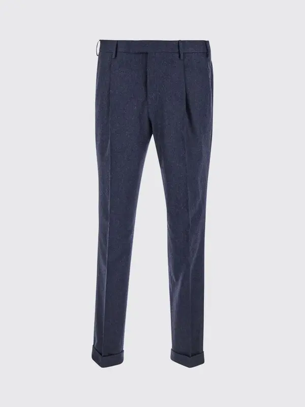 PT TORINO Slim Fit Pleated Wool Blend Tailored Trousers - Navy