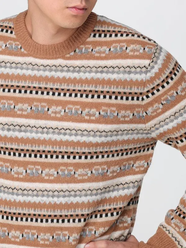BALLANTYNE Patterned Crew Neck Sweater - Camel