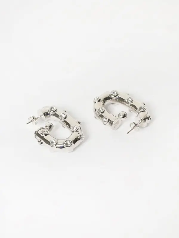 Rabanne Embellished Hoop Earrings - Silver