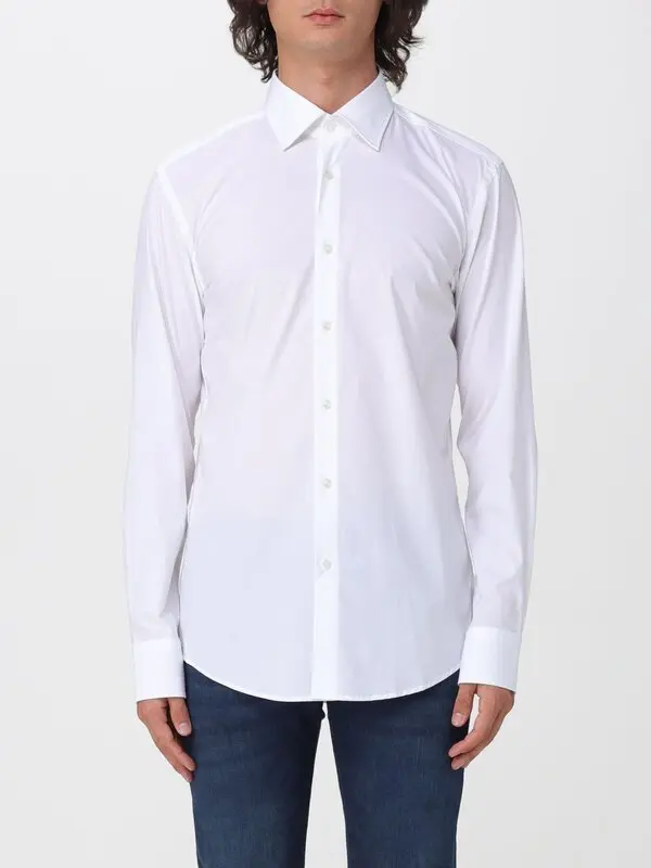 BOSS Elegant Slim Fit Dress Shirt In Cotton Poplin With French Collar - White