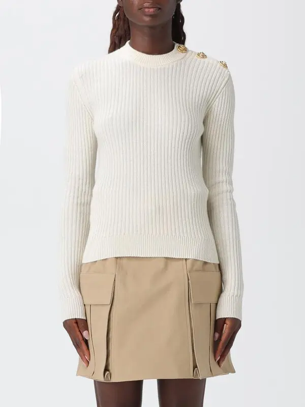 Balmain Ribbed Sweater With Button Detail